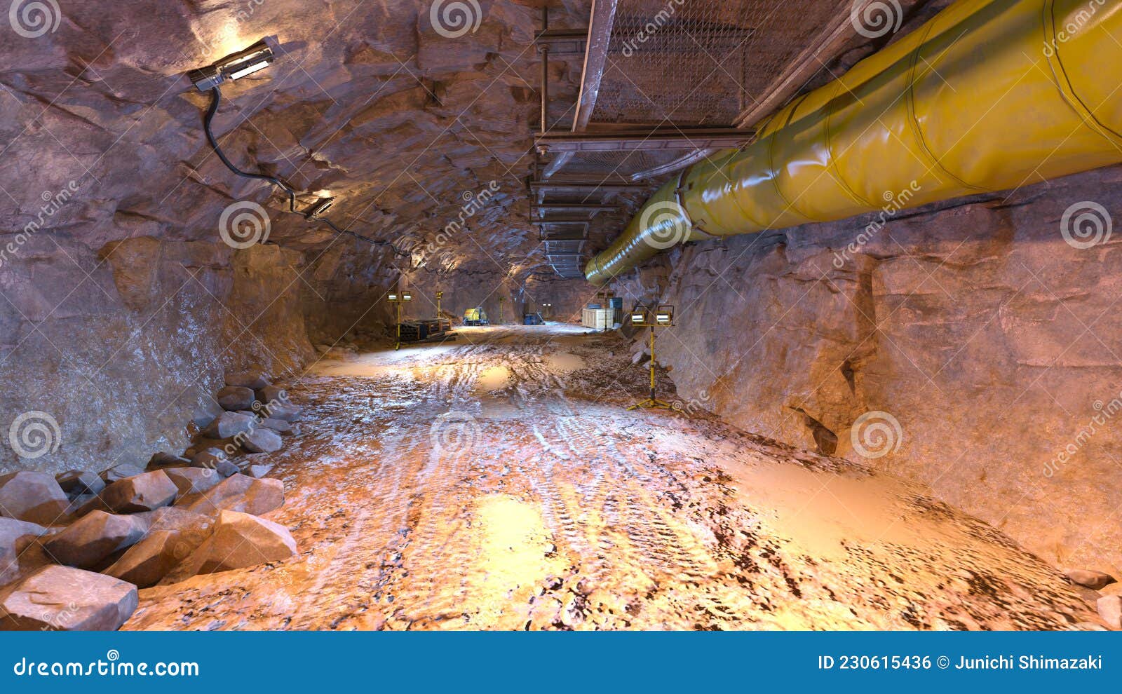3D Rendering of the Underground Construction Site Stock Illustration ...