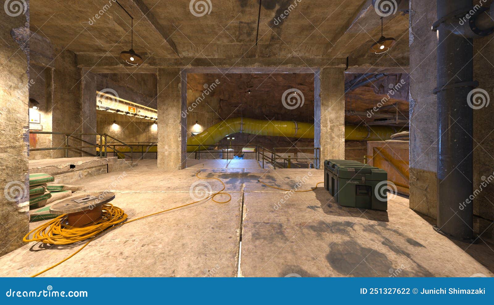 3D Rendering of the Underground Construction Site Stock Illustration ...