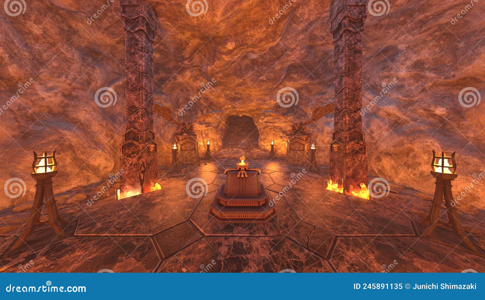 3D Rendering of the Underground Temple Stock Illustration ...