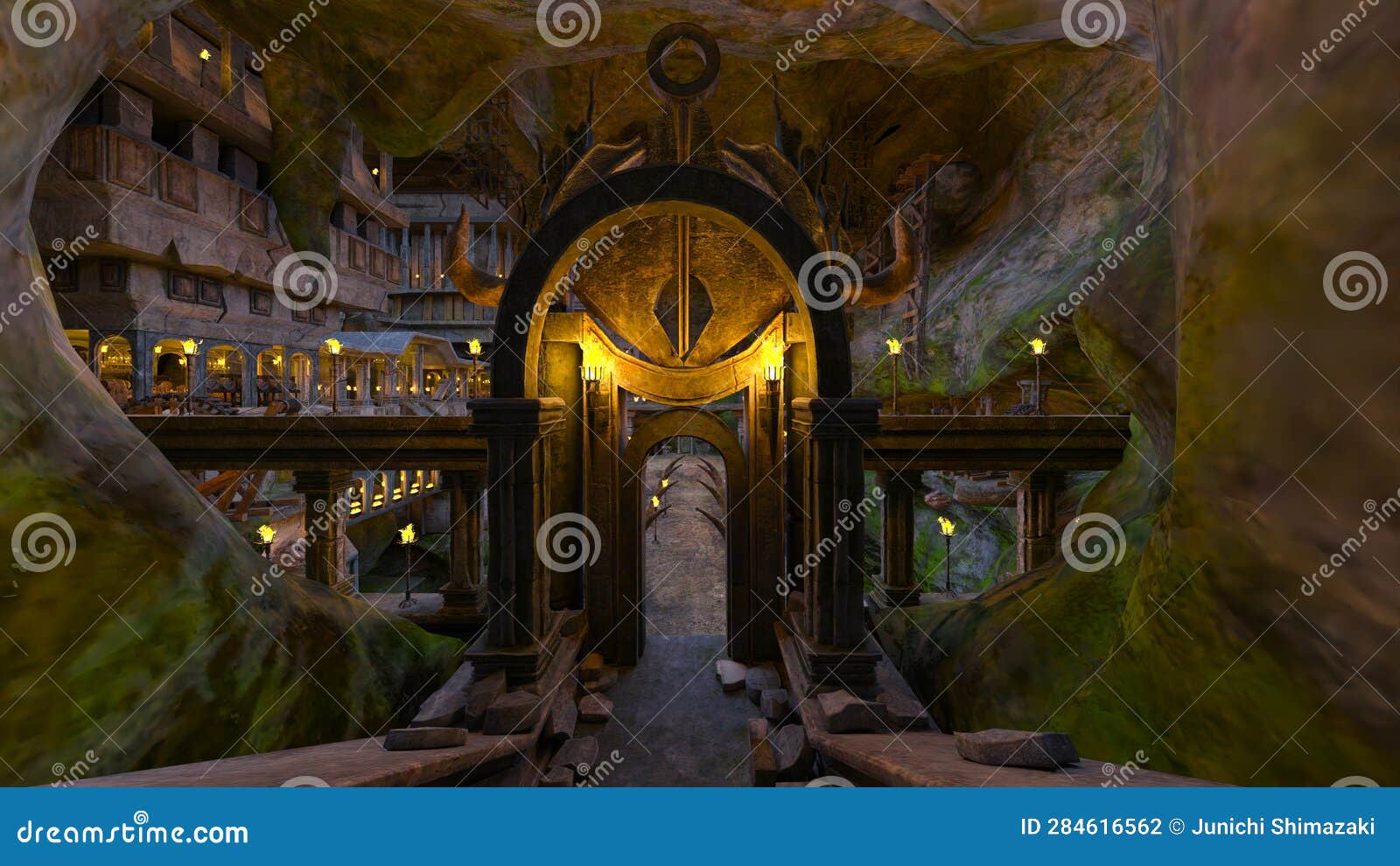 3D Rendering of the Underground Temple Stock Illustration ...