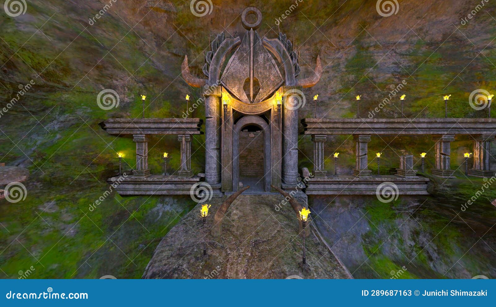 3D Rendering of the Underground Temple Stock Illustration ...