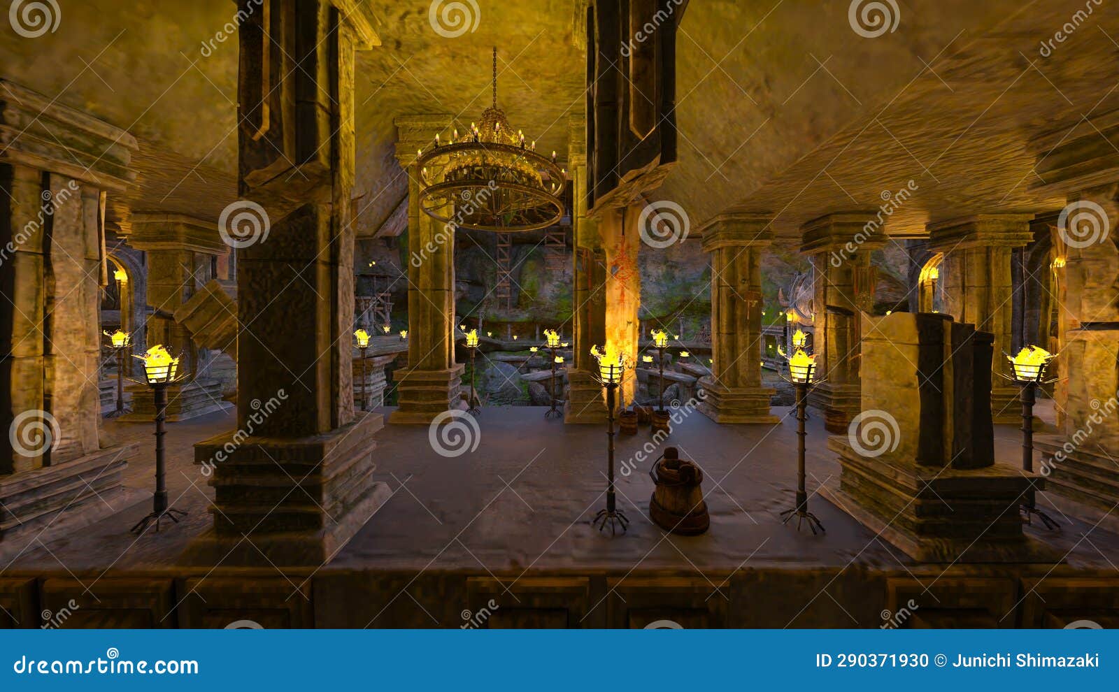 3D Rendering of the Underground Temple Stock Illustration ...
