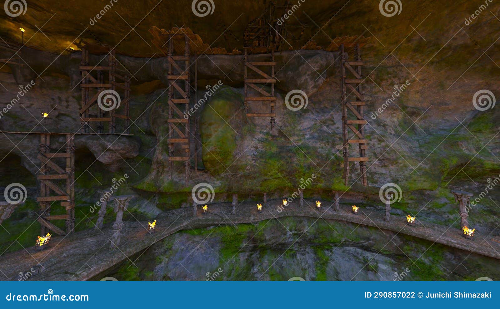 3D Rendering of the Underground Temple Stock Illustration ...