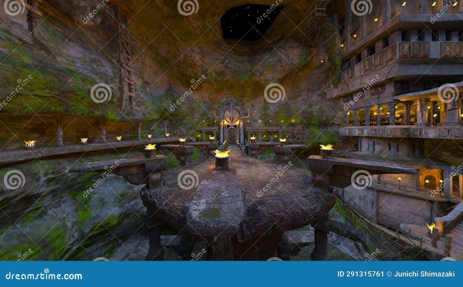 3D Rendering of the Underground Temple Stock Illustration ...