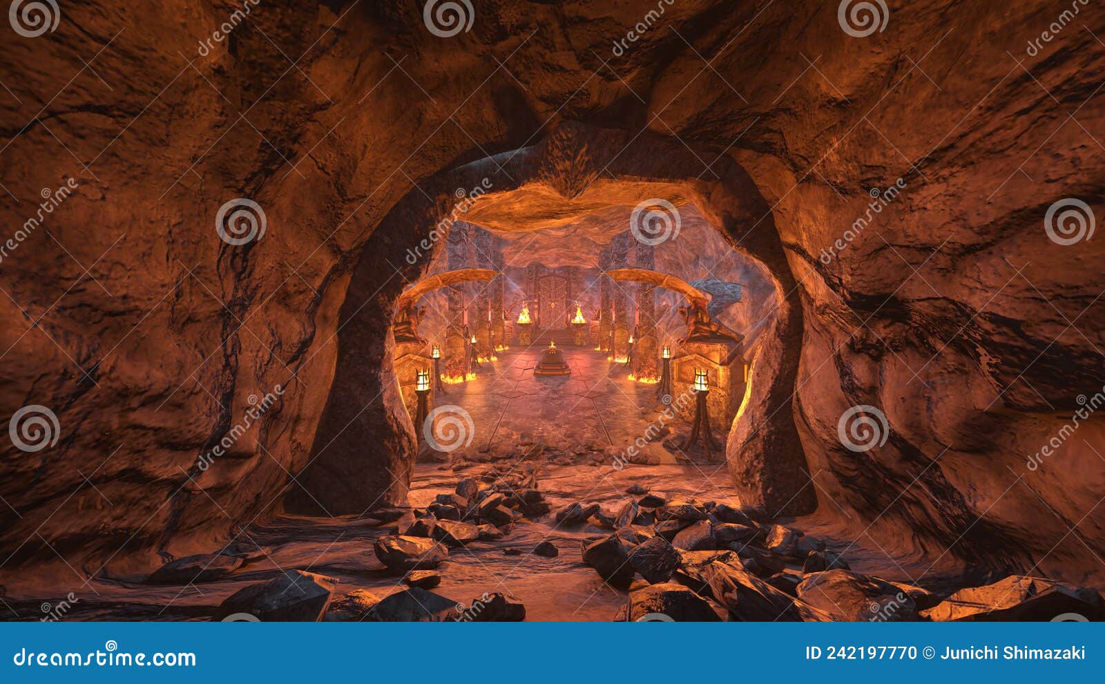 3D Rendering of the Underground Temple Stock Illustration ...