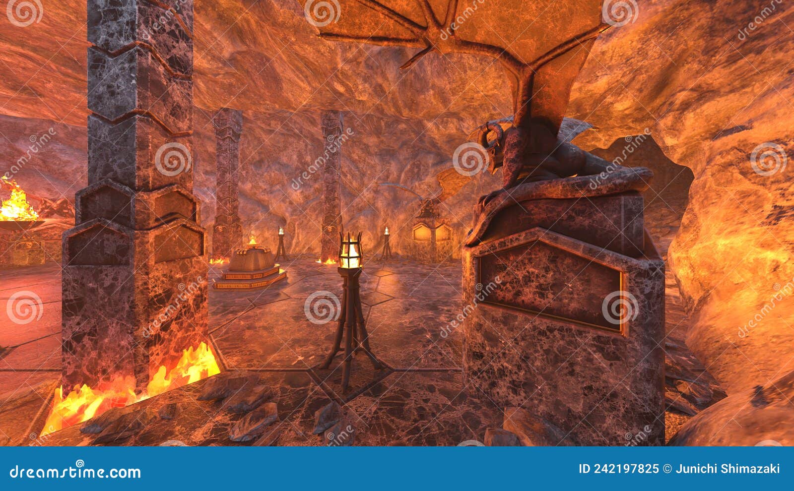 3D Rendering of the Underground Temple Stock Illustration ...