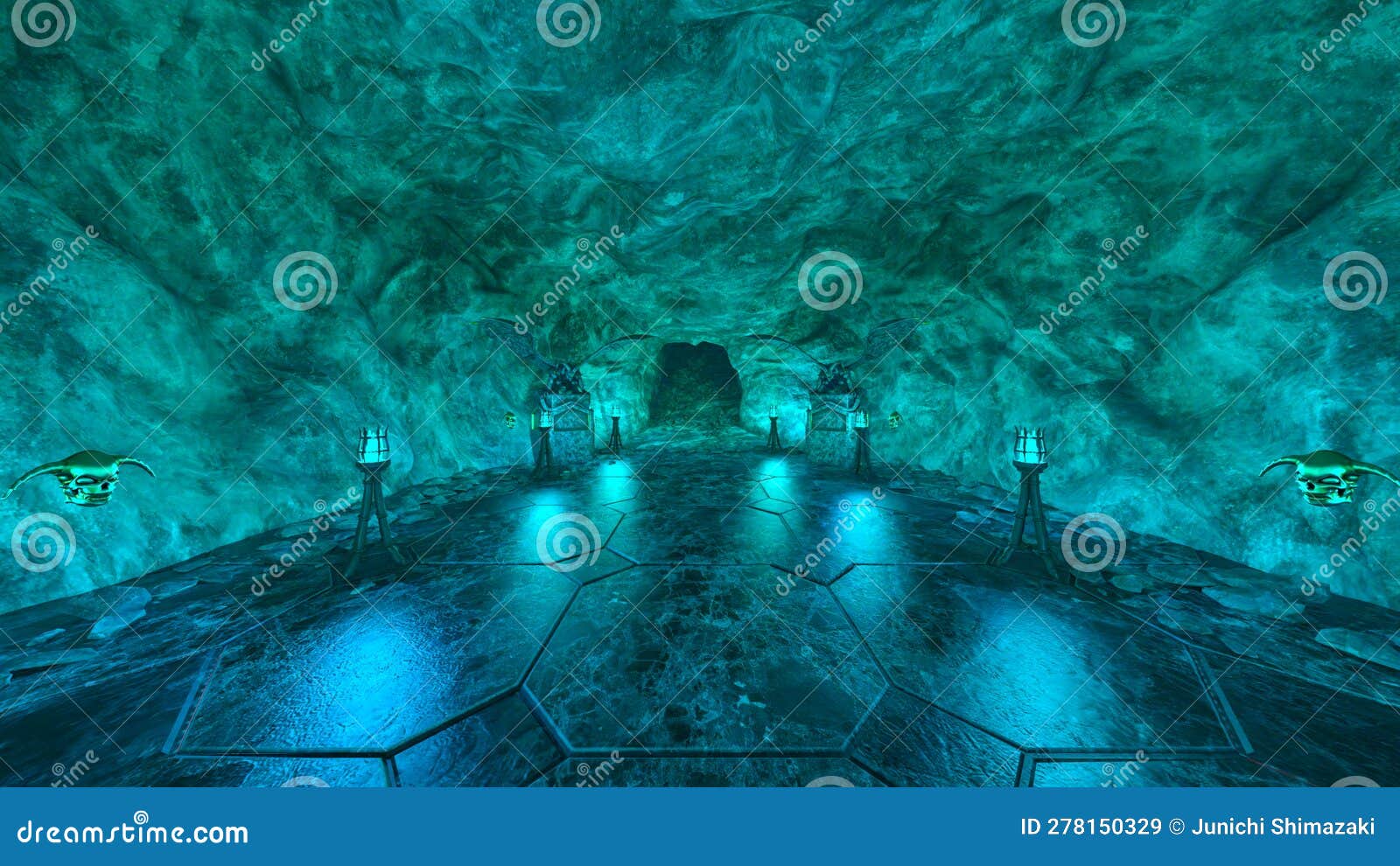 3D Rendering of the Underground Temple Stock Illustration ...