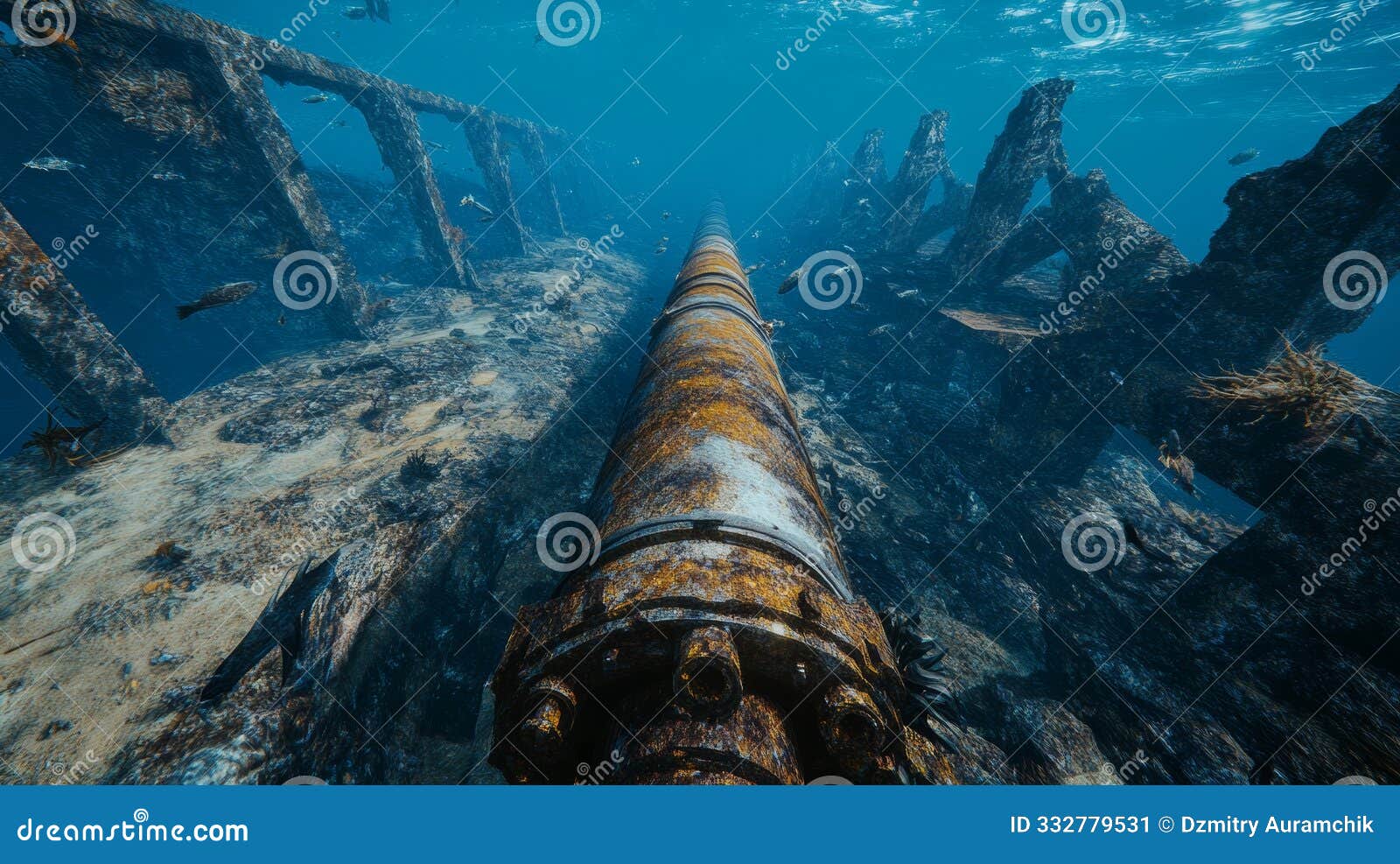 A 3D Rendering of an Underwater Fibre-optic Cable for Submarine ...