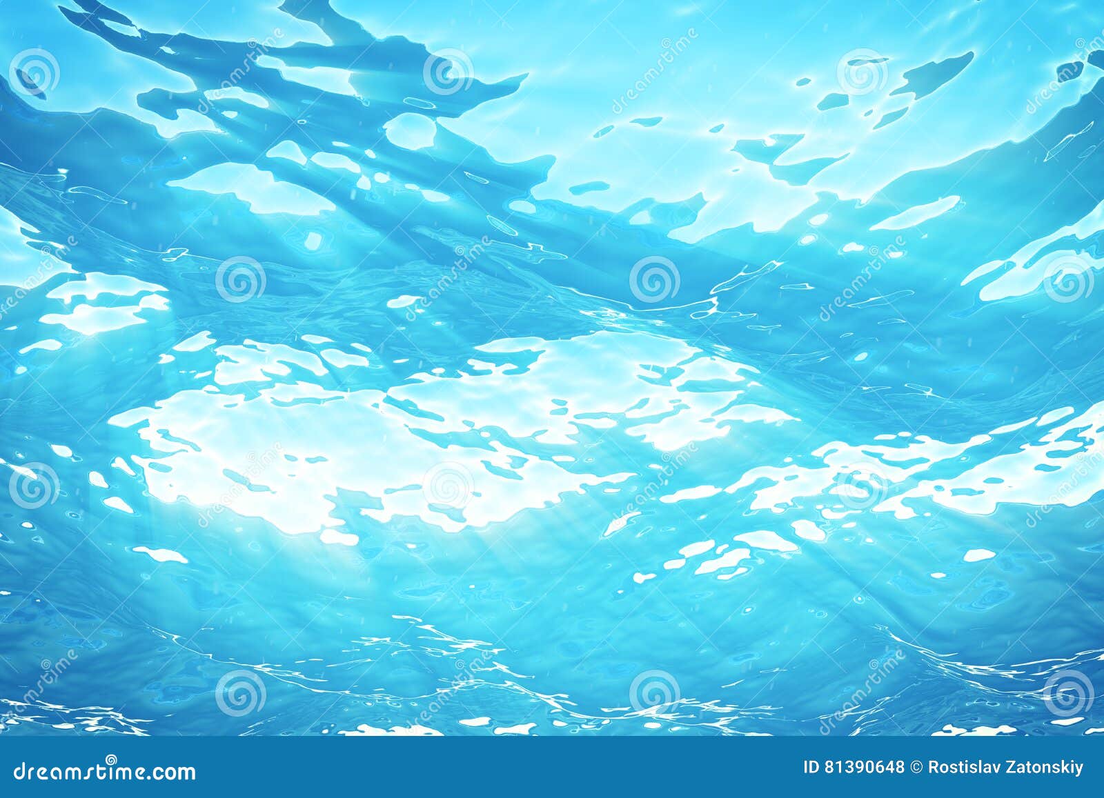 3d Rendering Underwater Sea, Ocean Surface With Light Rays, High ...