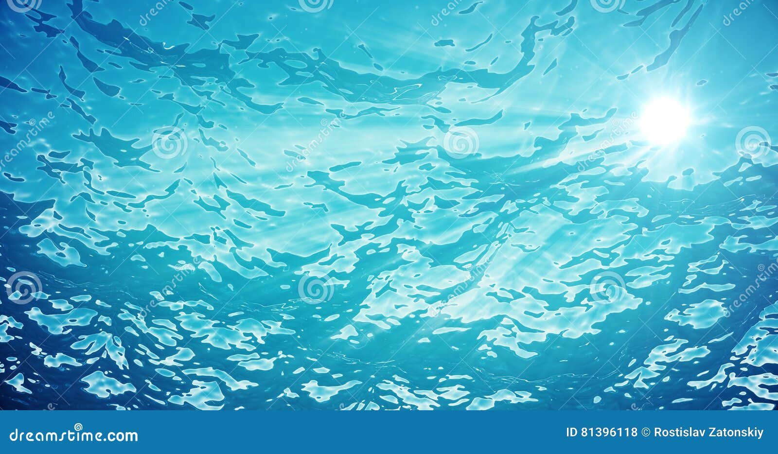 3d Rendering Underwater Sea, Ocean Surface with Light Rays, High ...