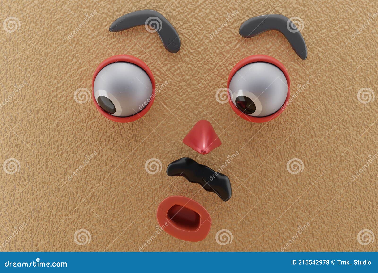 3D Rendering of Unique Emotion, Shocked Emotion, Glanced Below Left and ...