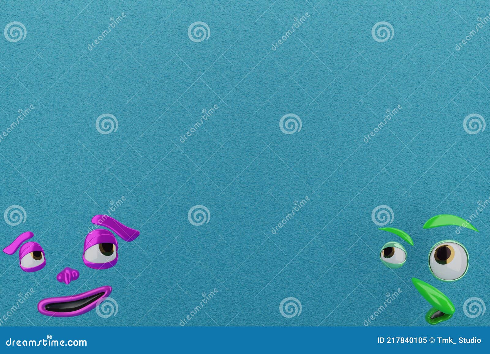 3d Rendering of Unique Face, Fly and Confused Expression, Cloud and ...