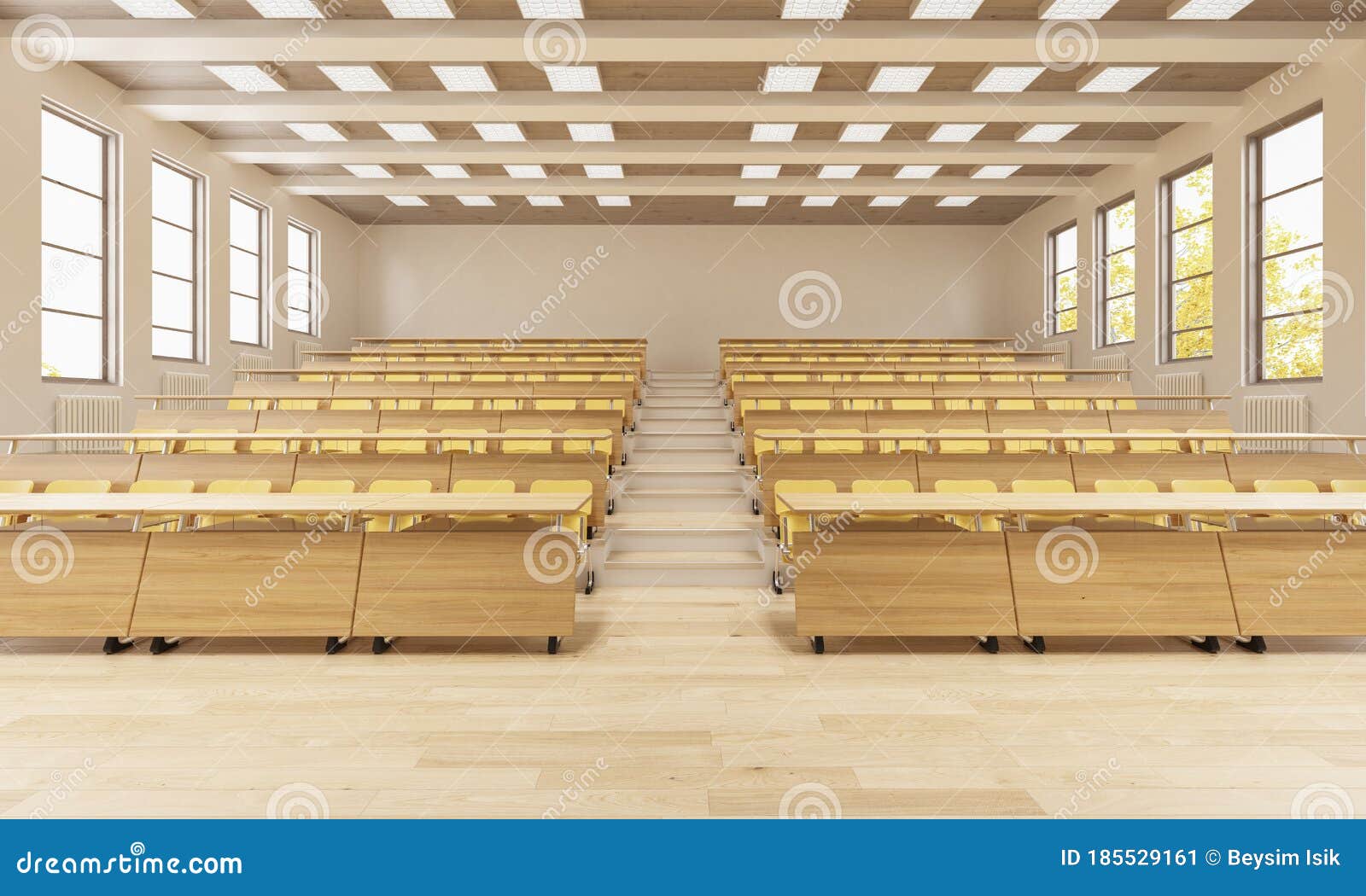 3D Rendering of a University Classroom Front View Stock Illustration ...