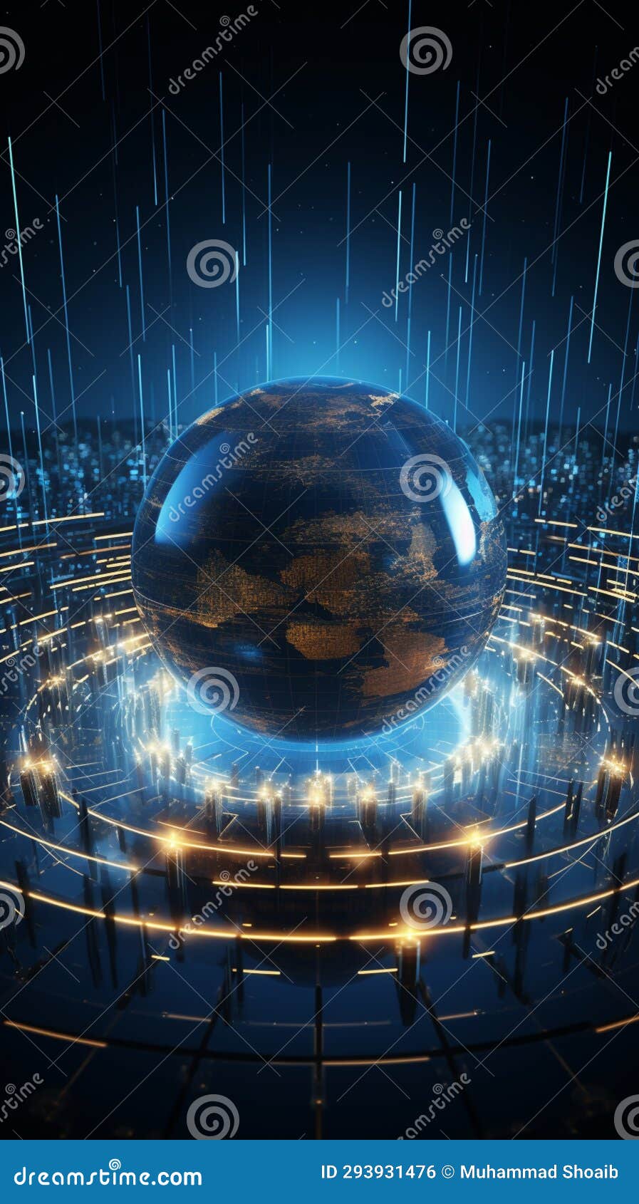 A 3D Rendering Unveils the Digital Earth Set Against a Cyberspace ...