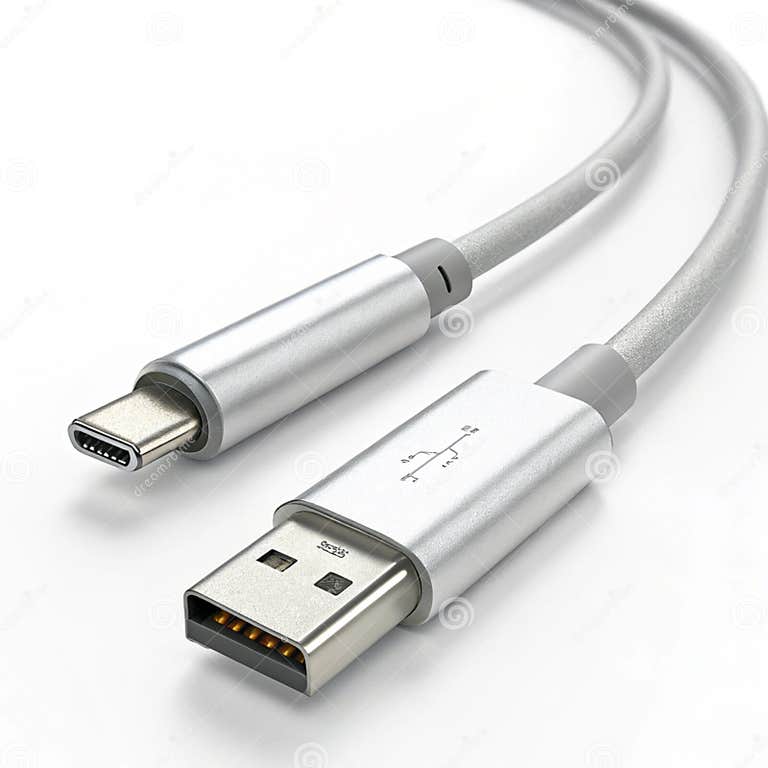 3D Rendering of USB4 Cable Isolated on White Background Stock ...
