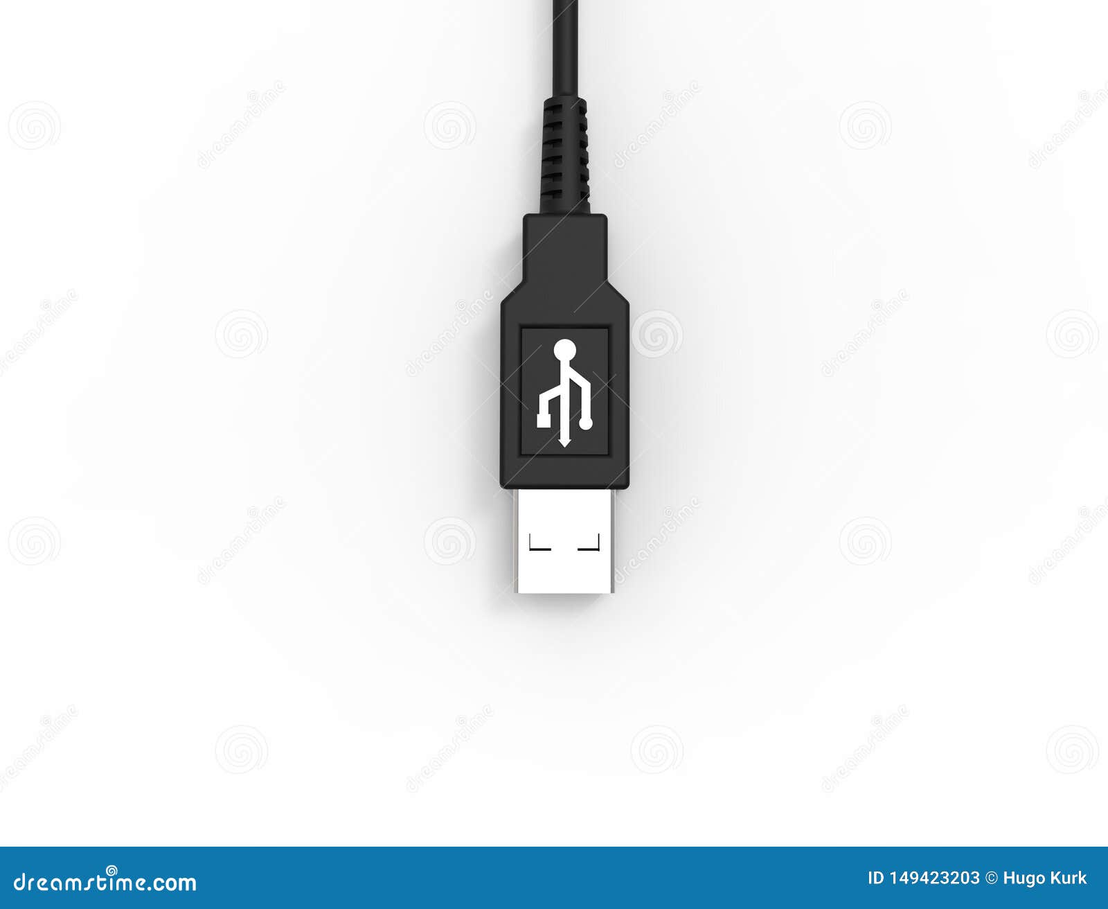 3D Rendering of a USB Cable Plug Isolated on White Background Stock ...