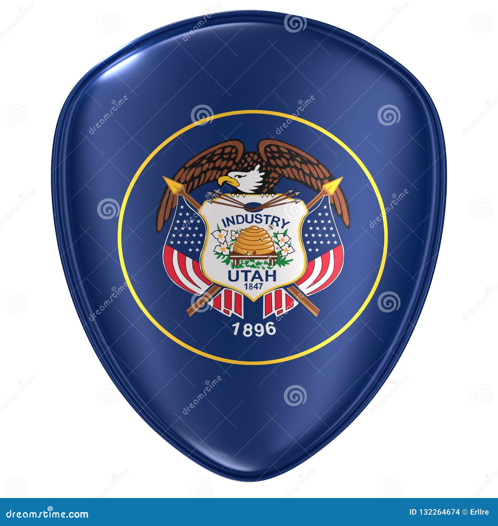 3d Rendering of an Utah USA State Flag Icon Stock Illustration ...