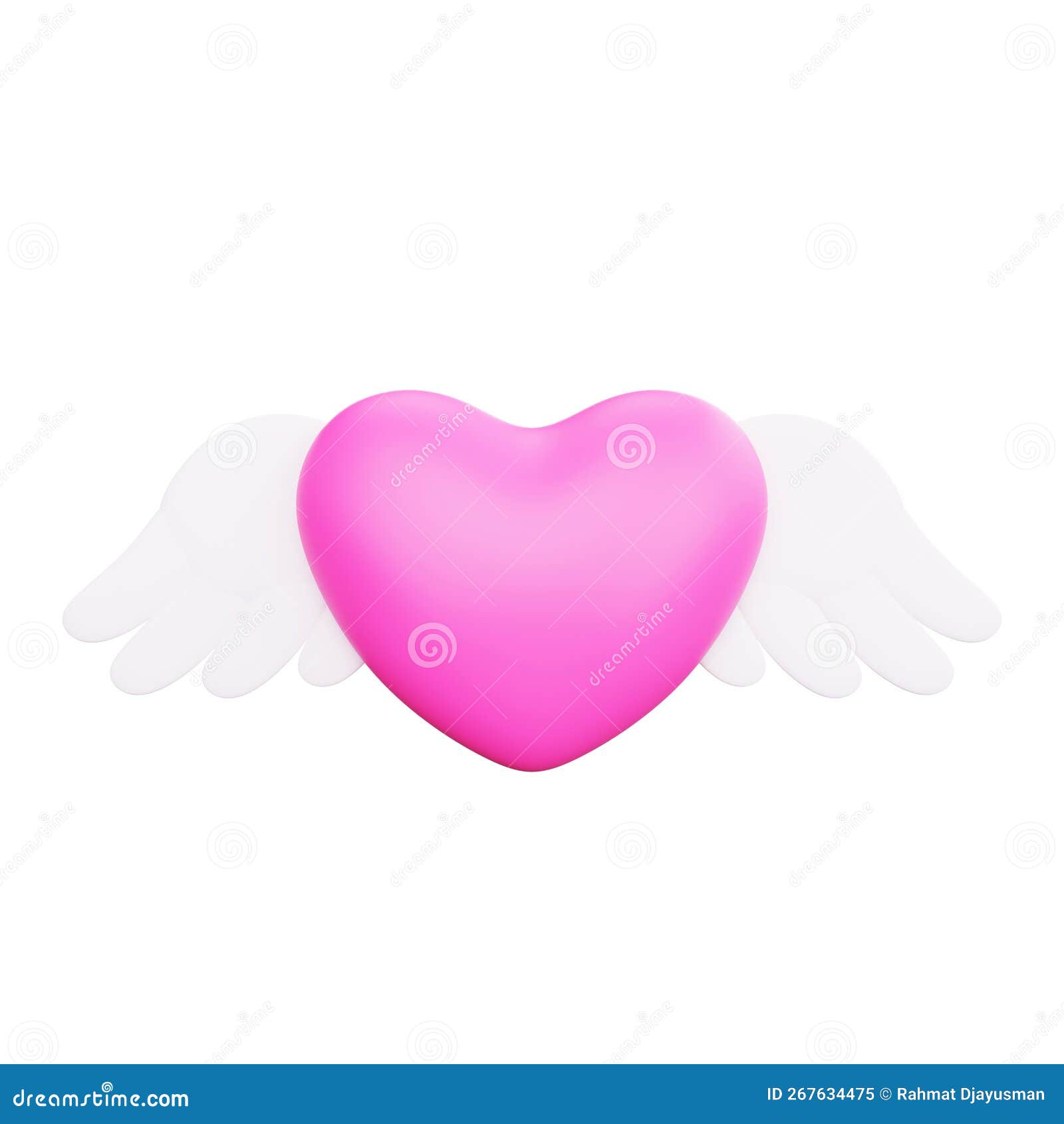 3d Rendering Valentine S Day Heart Wing Icon Stock Image - Illustration ...