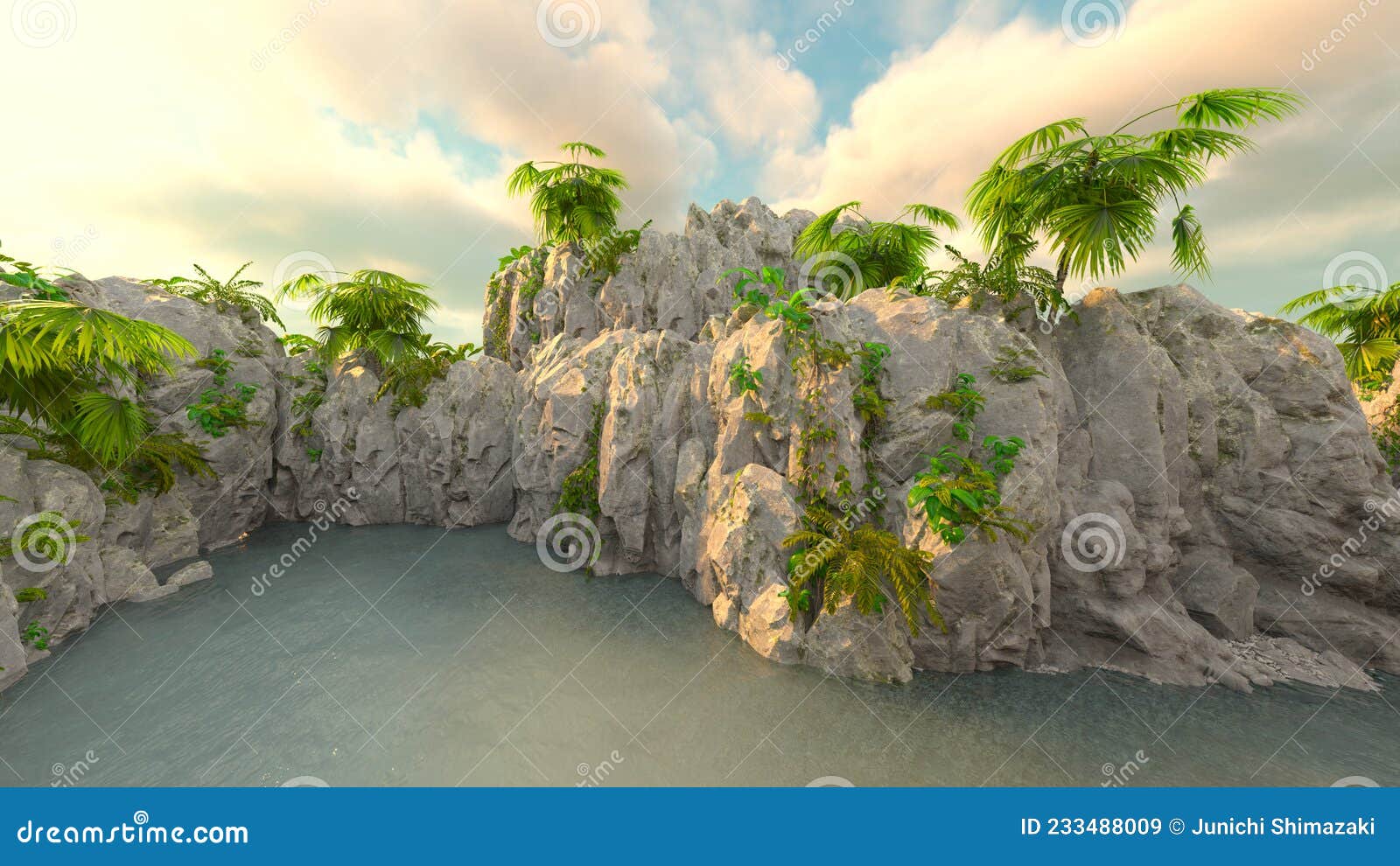 3D Rendering of the Valley Landscape Stock Illustration - Illustration ...