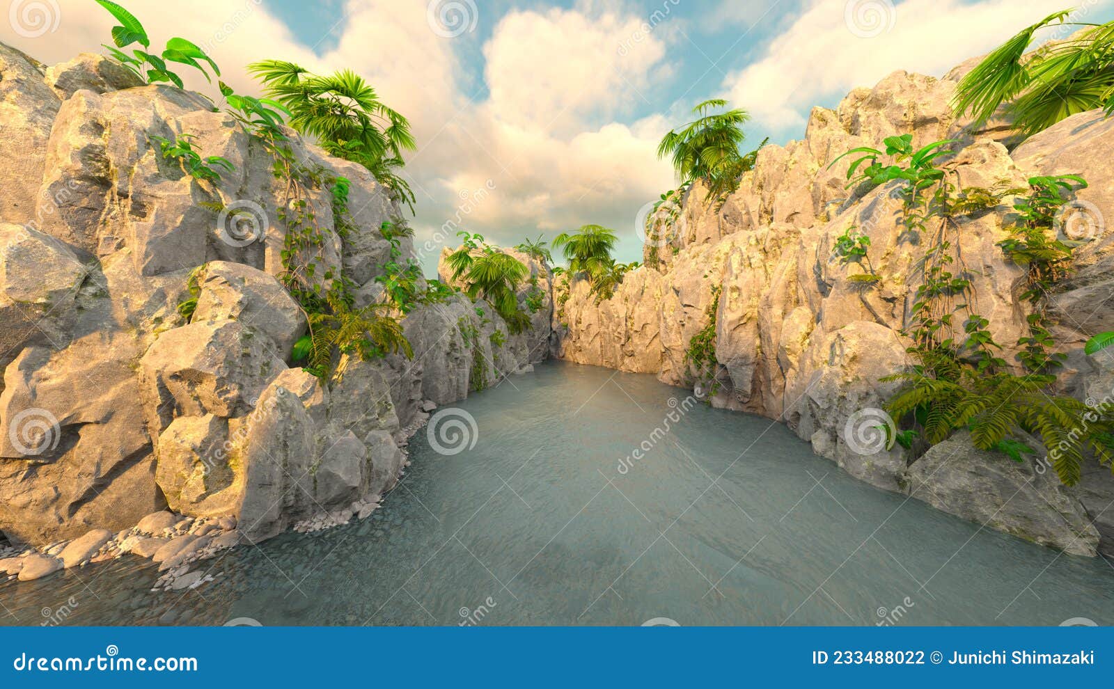3D Rendering of the Valley Landscape Stock Illustration - Illustration ...