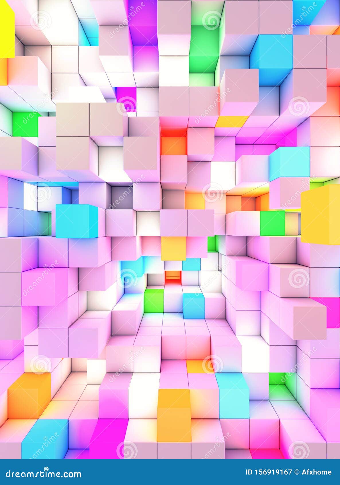 3D Rendering Vertical Abstract Background Color Light Cubes Stock ...