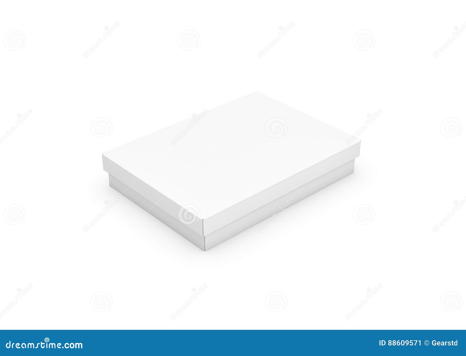 3d Rendering of a Very Slim Rectangle Box Covered with a Lid, All White ...
