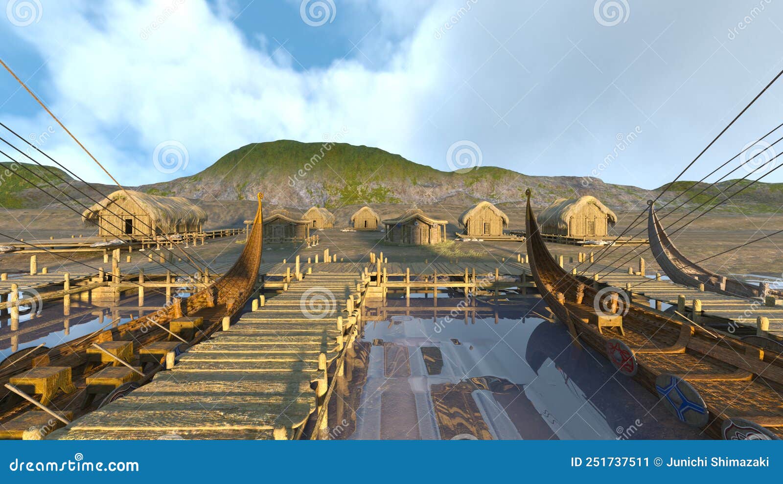 3D Rendering of the Viking Ship Stock Illustration - Illustration of ...