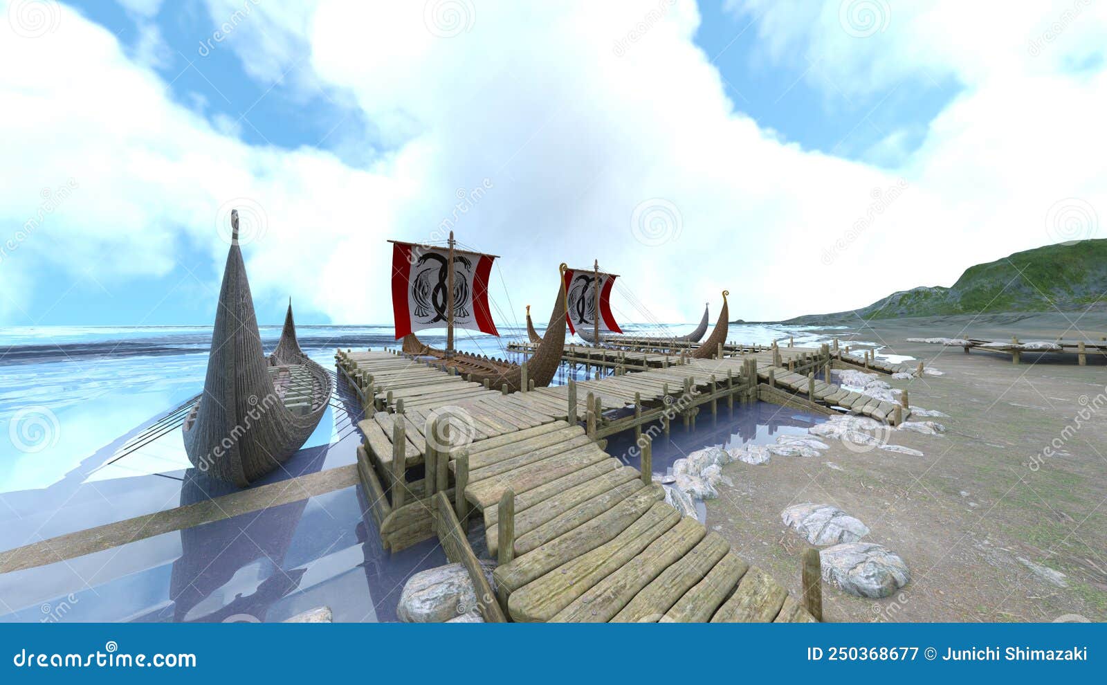 3D Rendering of the Viking Ship Stock Illustration - Illustration of ...