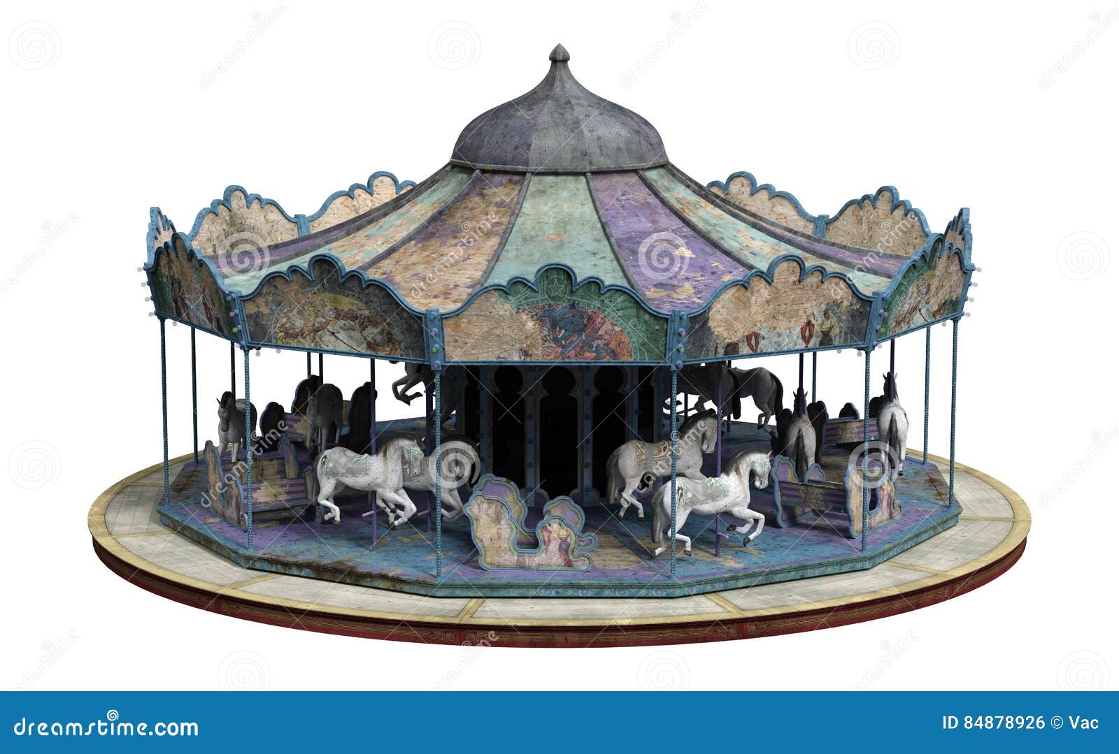 3D Rendering Vintage Carousel on White Stock Illustration ...