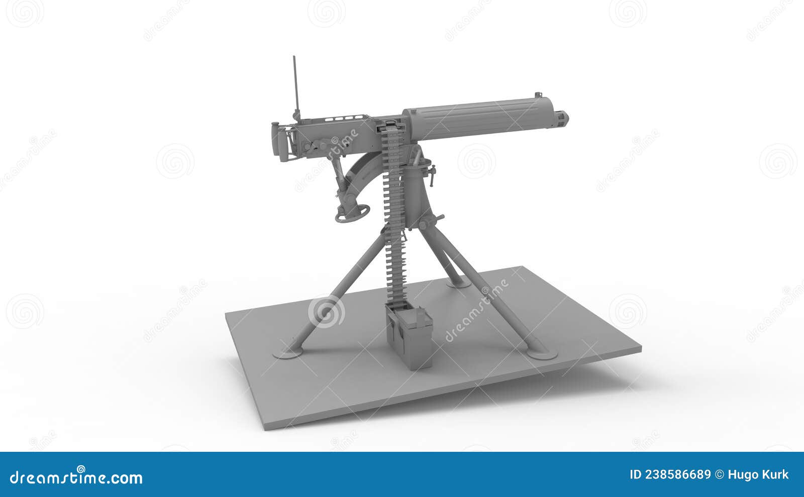 3D Rendering of an Vintage Classic Historic Machine Gun Isolated on ...