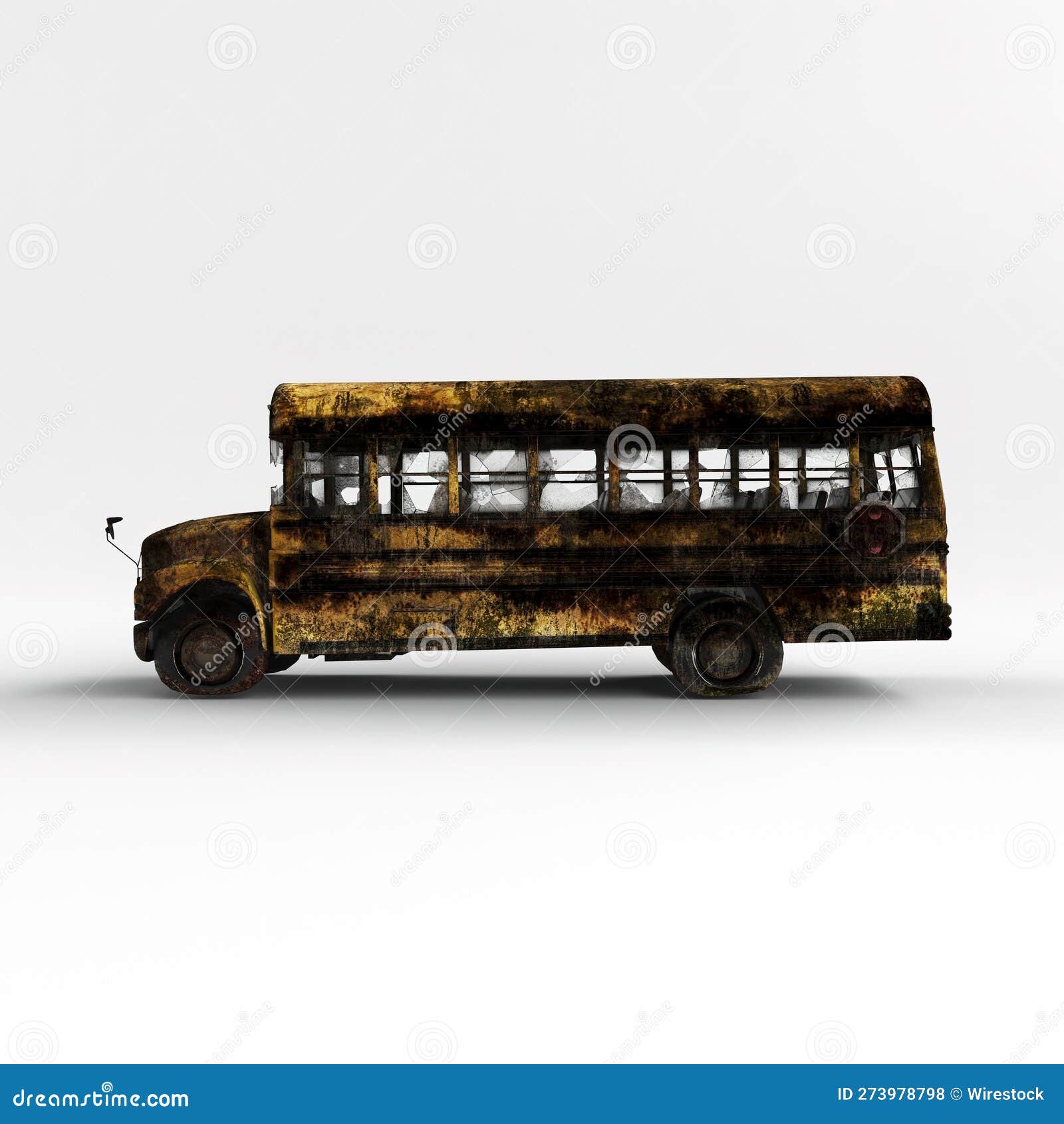 3d Rendering of a Vintage Destroyed Bus Stock Illustration ...