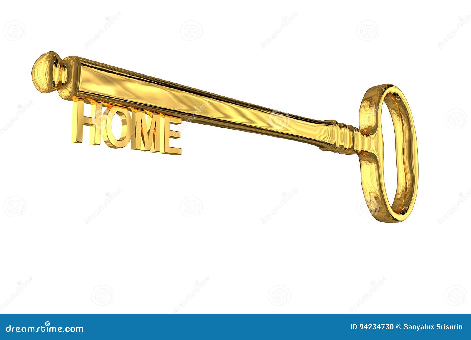 3D Rendering of a Vintage House Key on White Stock Illustration ...