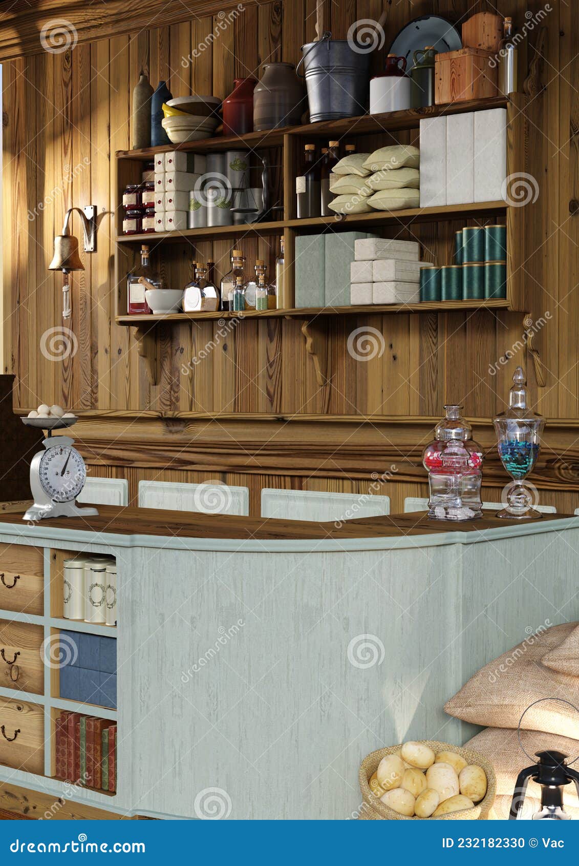 3D Rendering Vintage Shop stock illustration. Illustration of shop ...