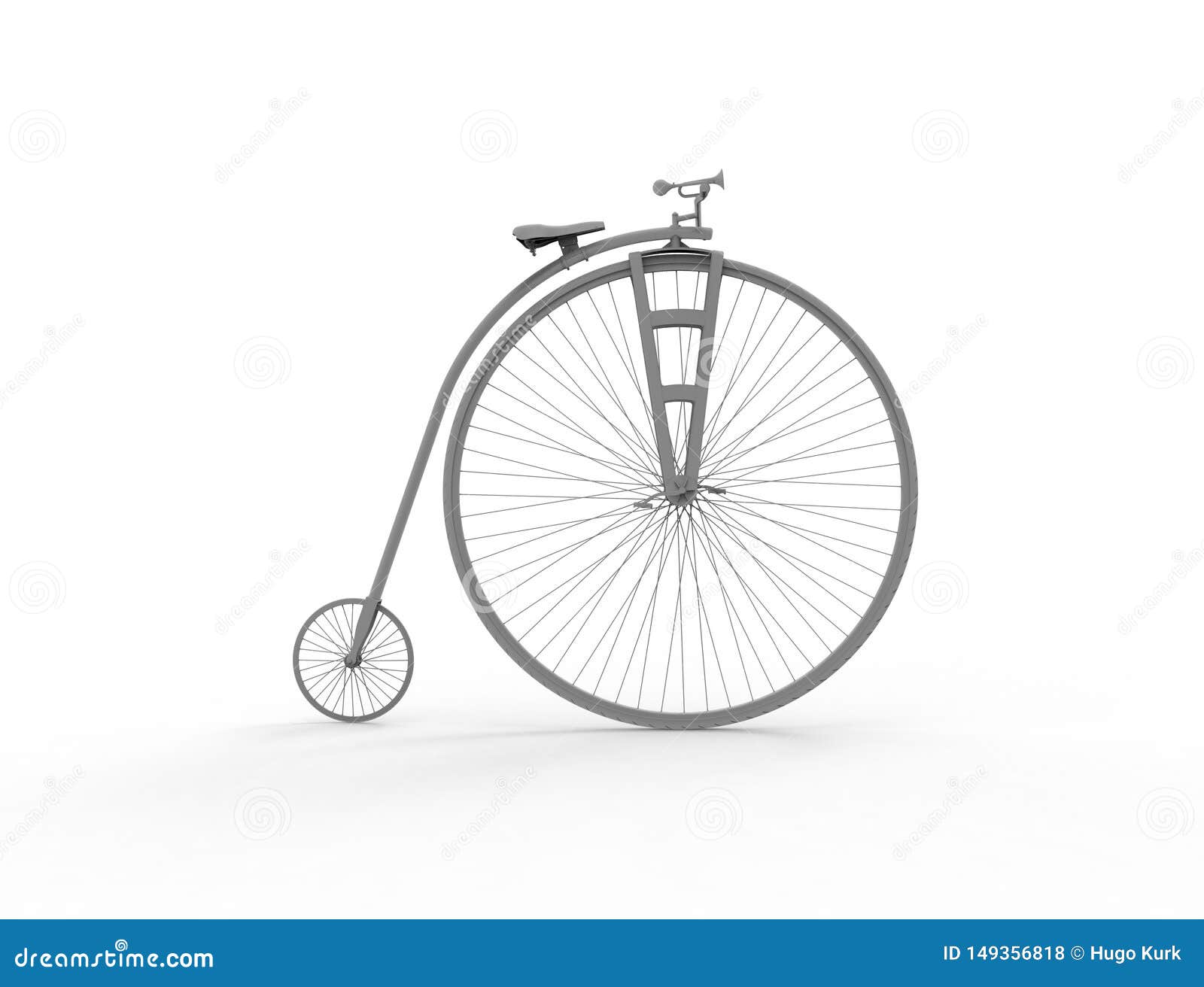3D Rendering of a Vintage Velocipede Isolated on White Background Stock ...