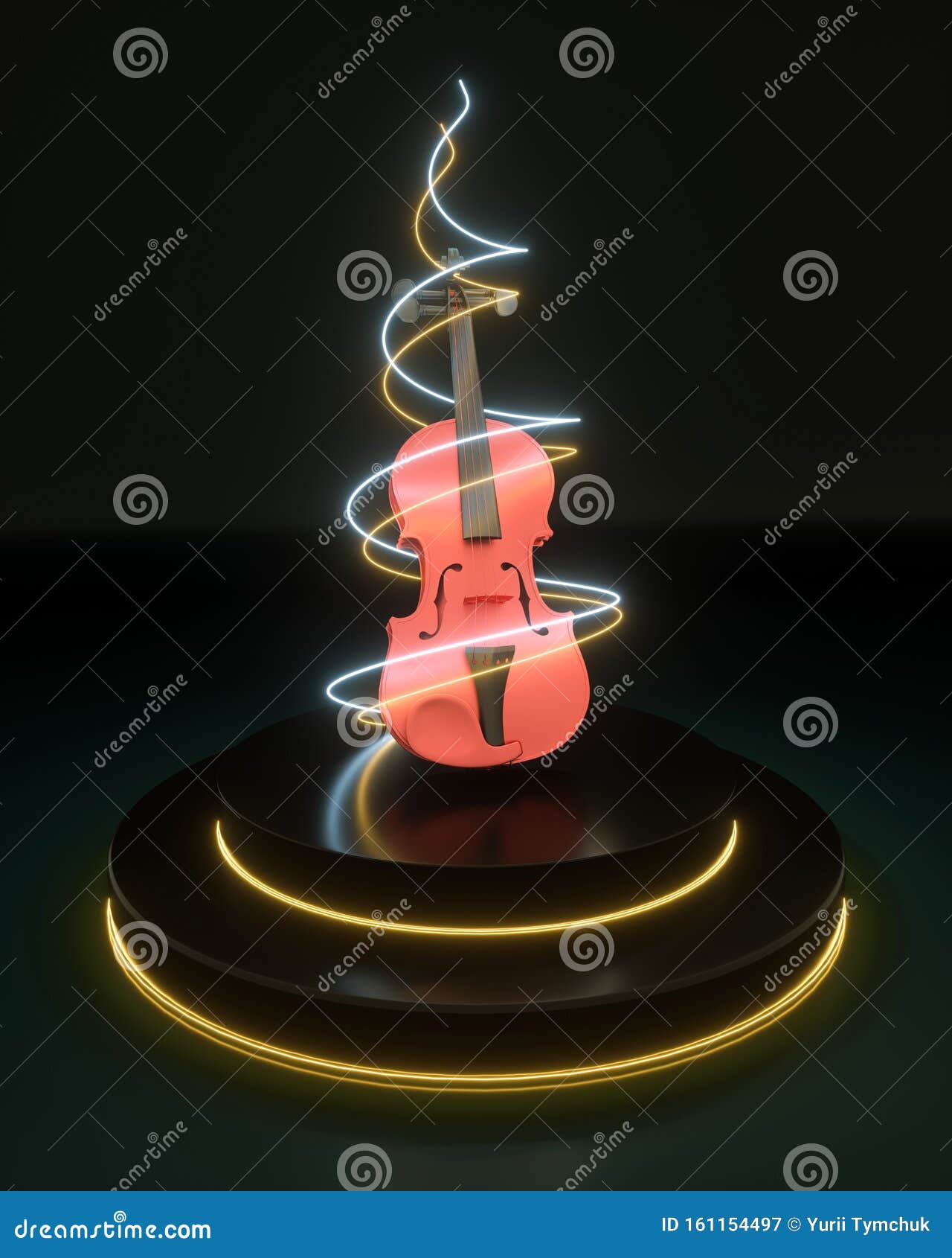 3d Rendering of Violin Solo Performance on Round Podium with Spiral ...