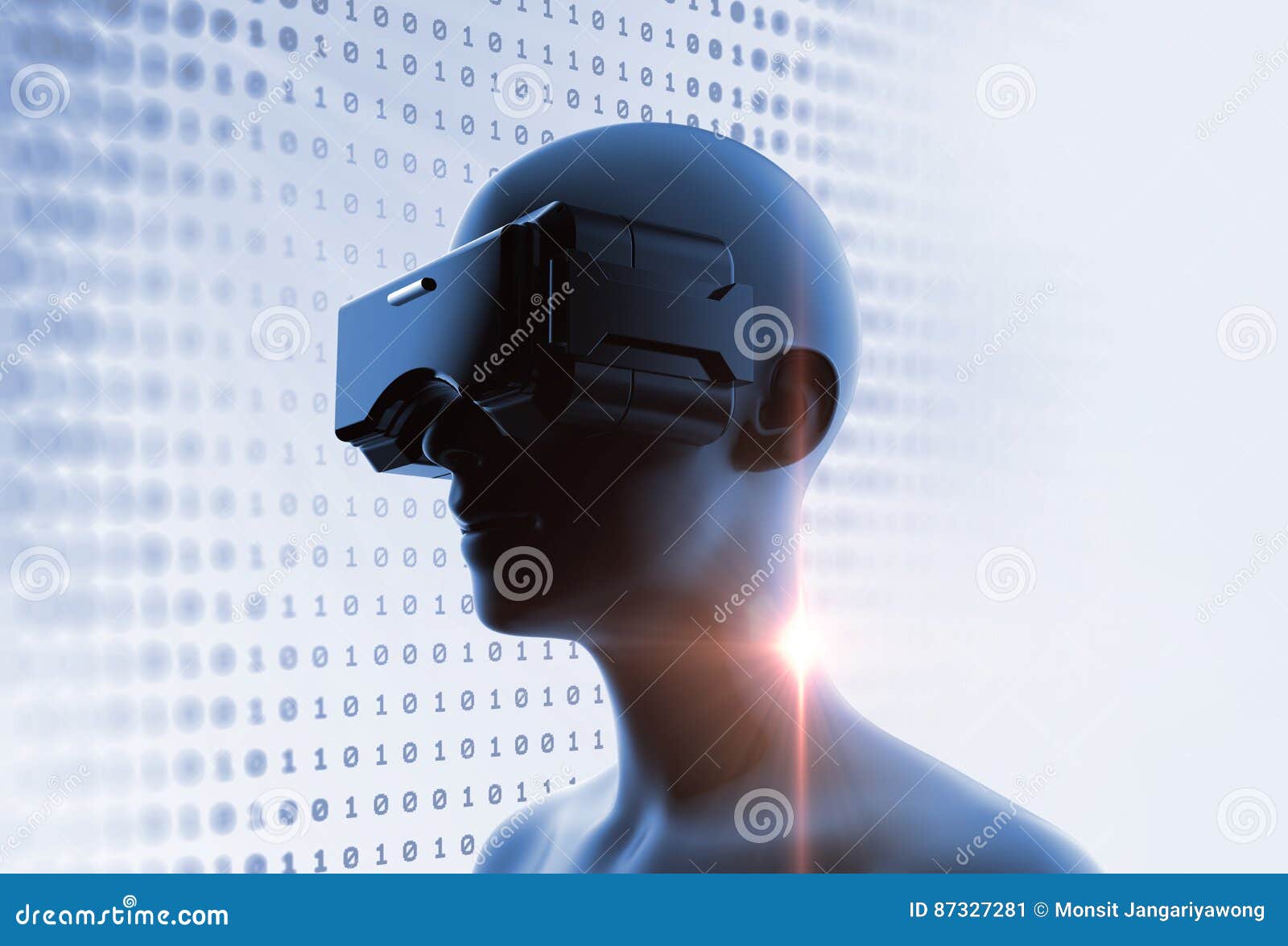 3d Rendering of Virtual Human in VR Headset on Futuristic Techno Stock ...