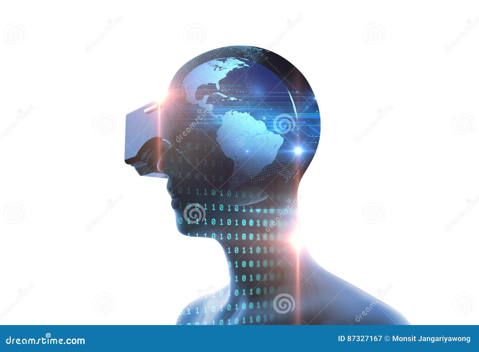 3d Rendering of Virtual Human in VR Headset on Futuristic Technology ...