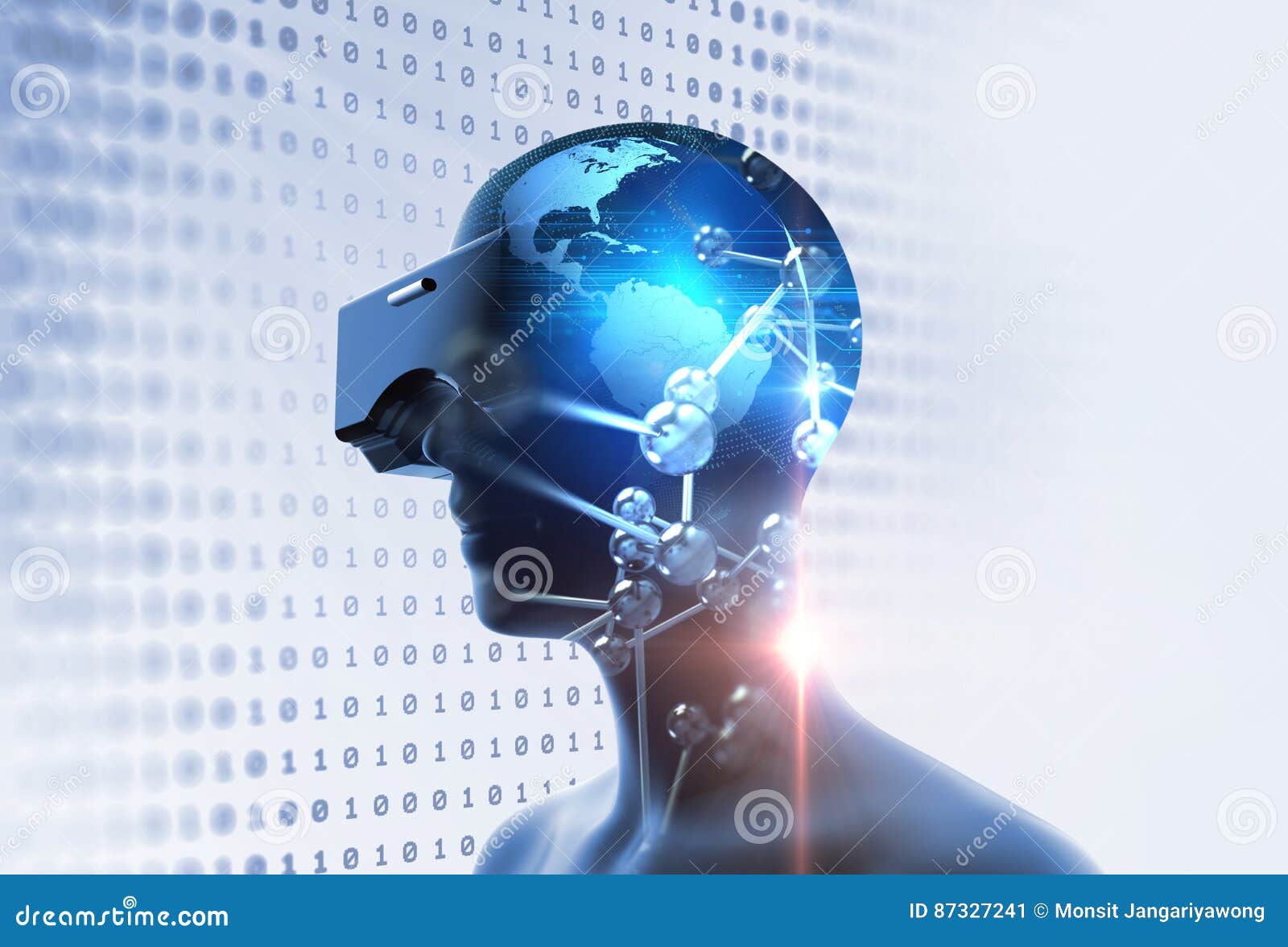 3d Rendering of Virtual Human in VR Headset on Futuristic Technology ...