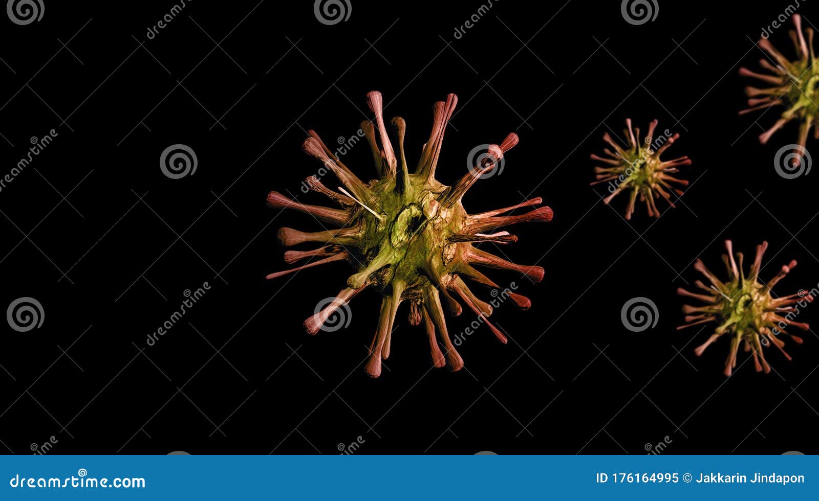 Virus on black background stock illustration. Illustration of rendering ...