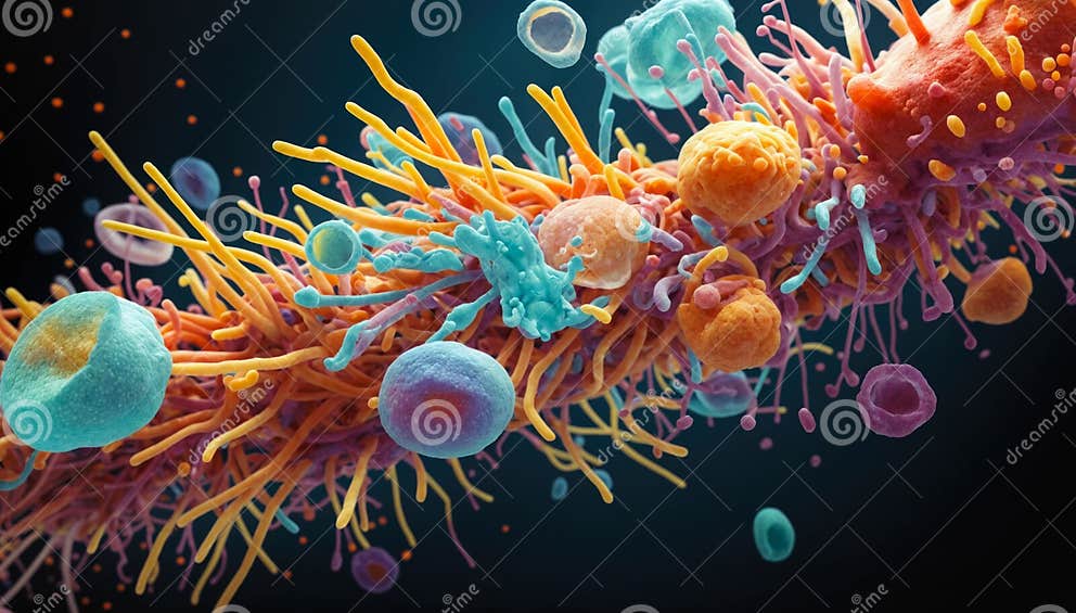 3d Rendering of Virus Cells in Colour Background. Virus Cells in Motion ...