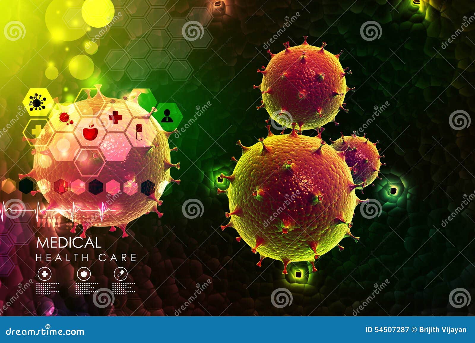 3d rendering of a virus stock image. Image of medicine - 54507287