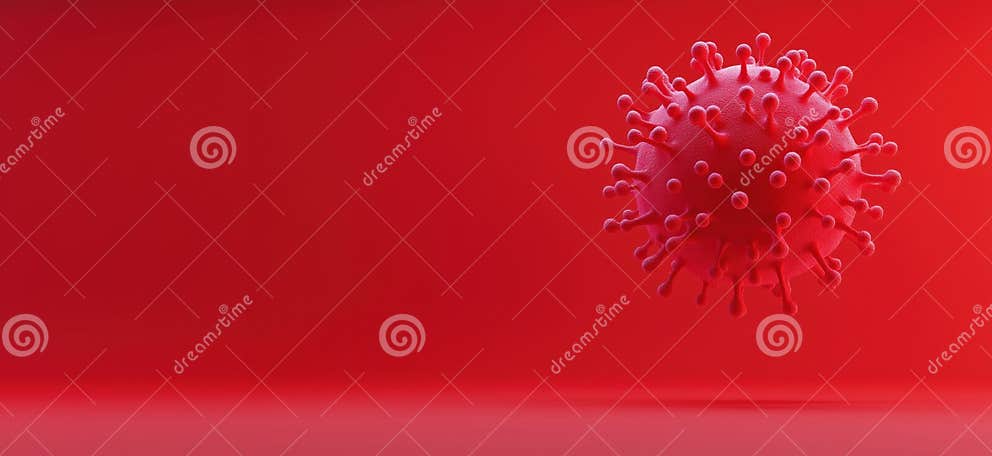 3D Rendering of Virus Model on Red Background, Depicting Viral ...