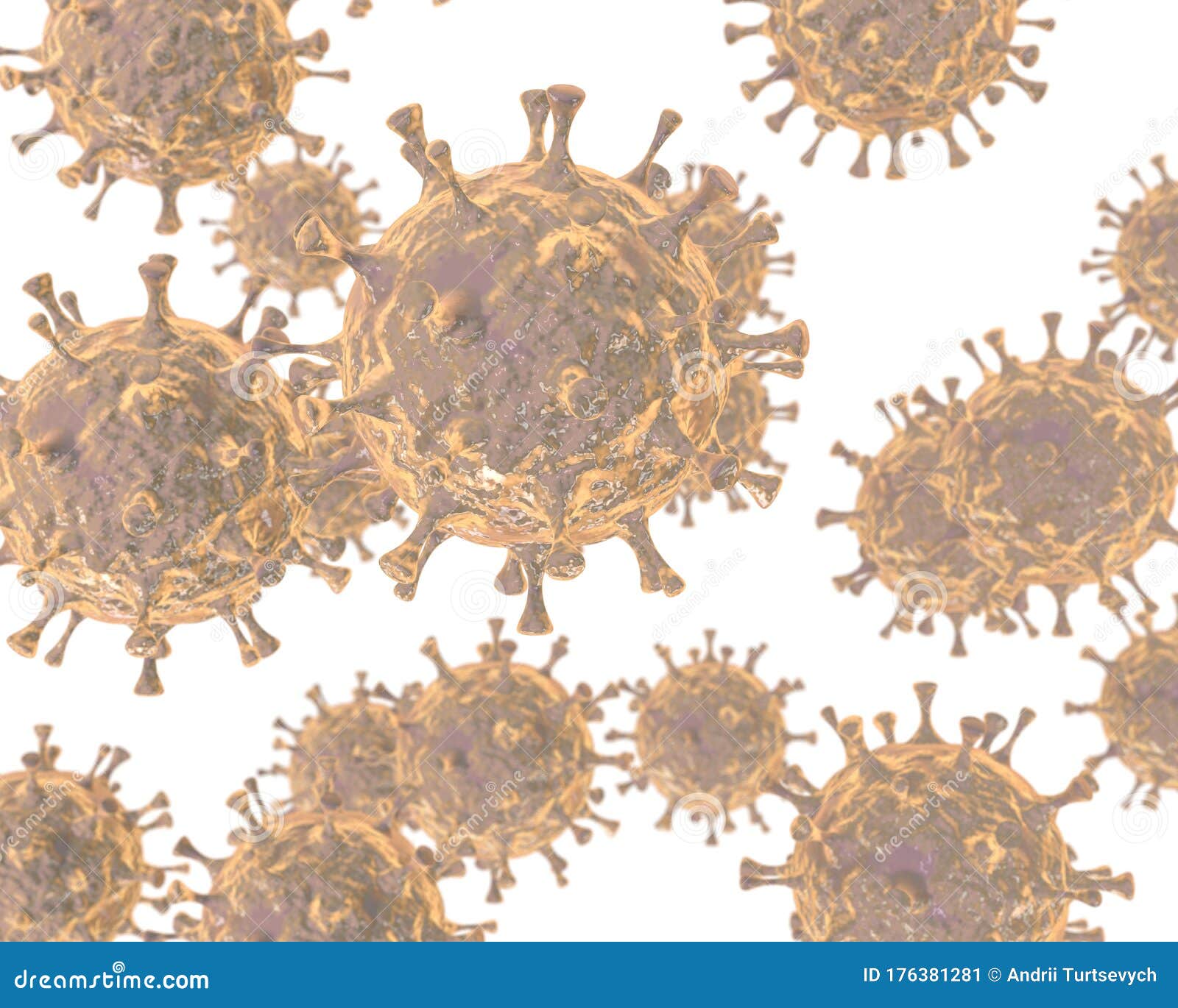 3d Rendering of Viruses, High Magnification Stock Illustration ...