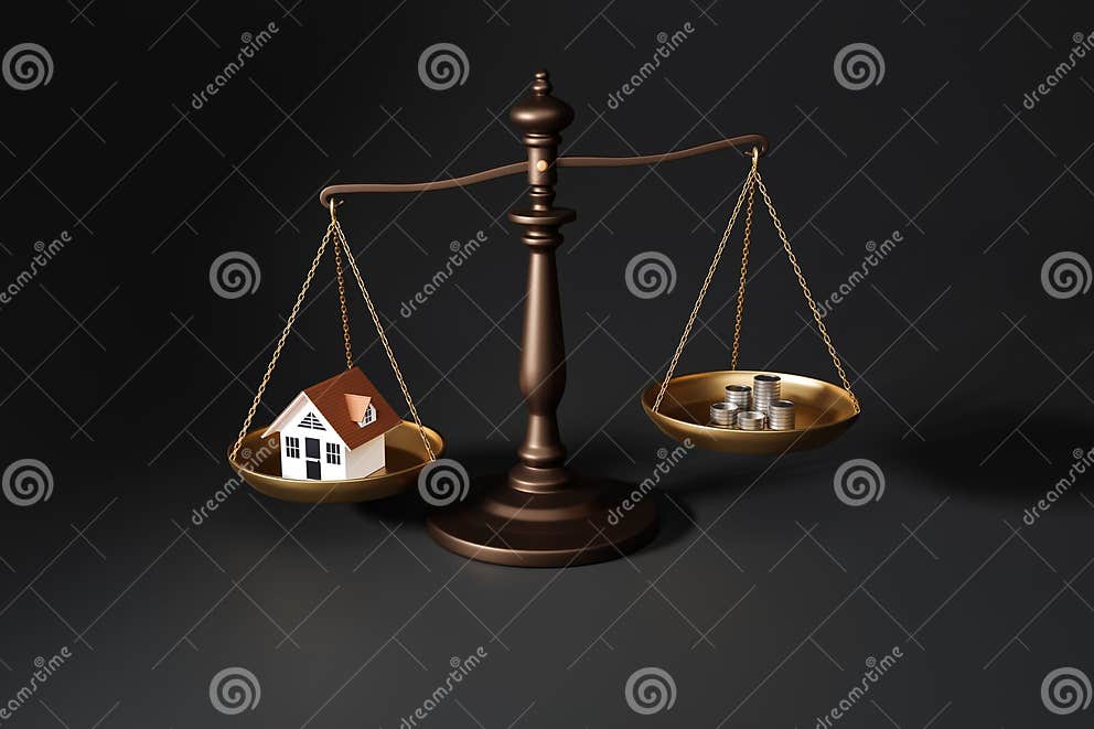 3D Rendering of a Visual Representation of Balance Showing a House on ...