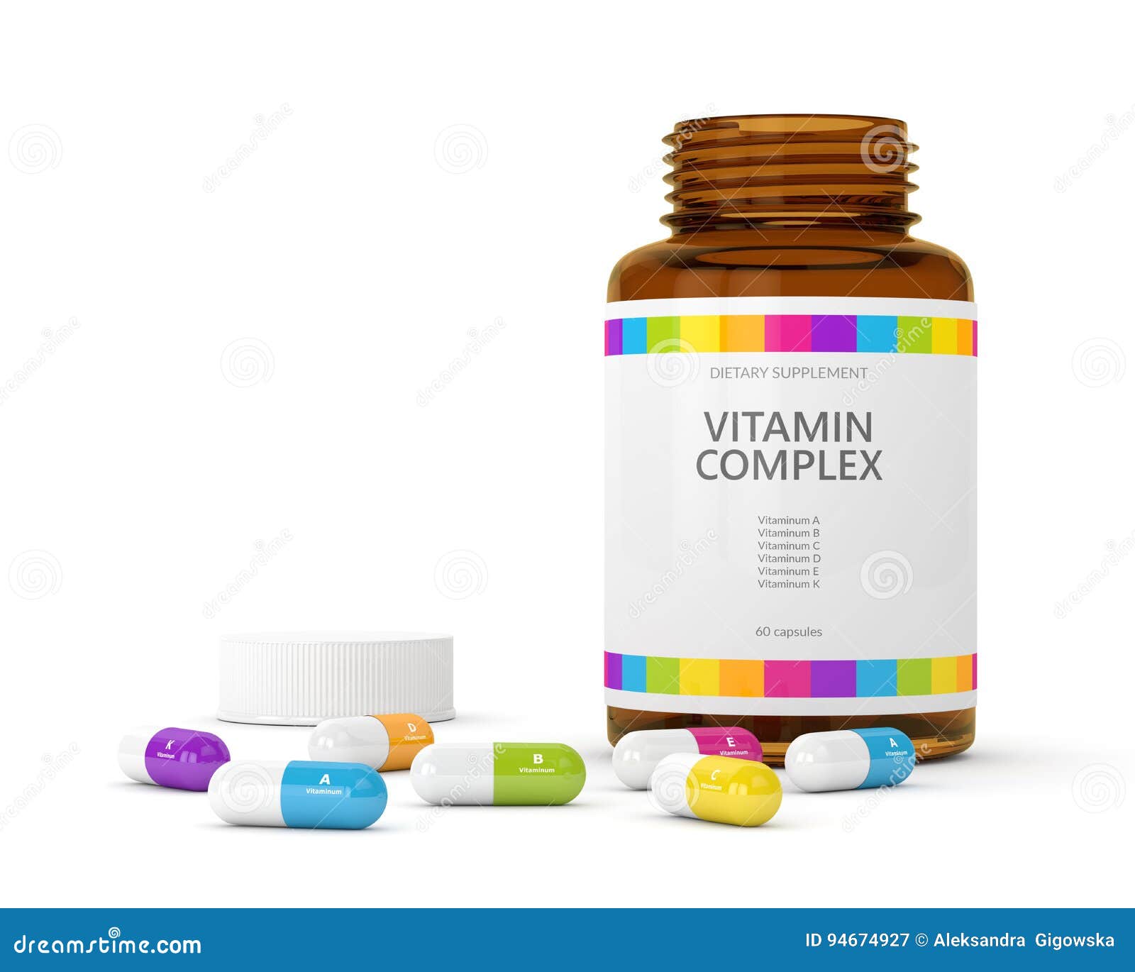 3d Rendering Of Vitamin A Capsules With Bottle Stock Photo ...