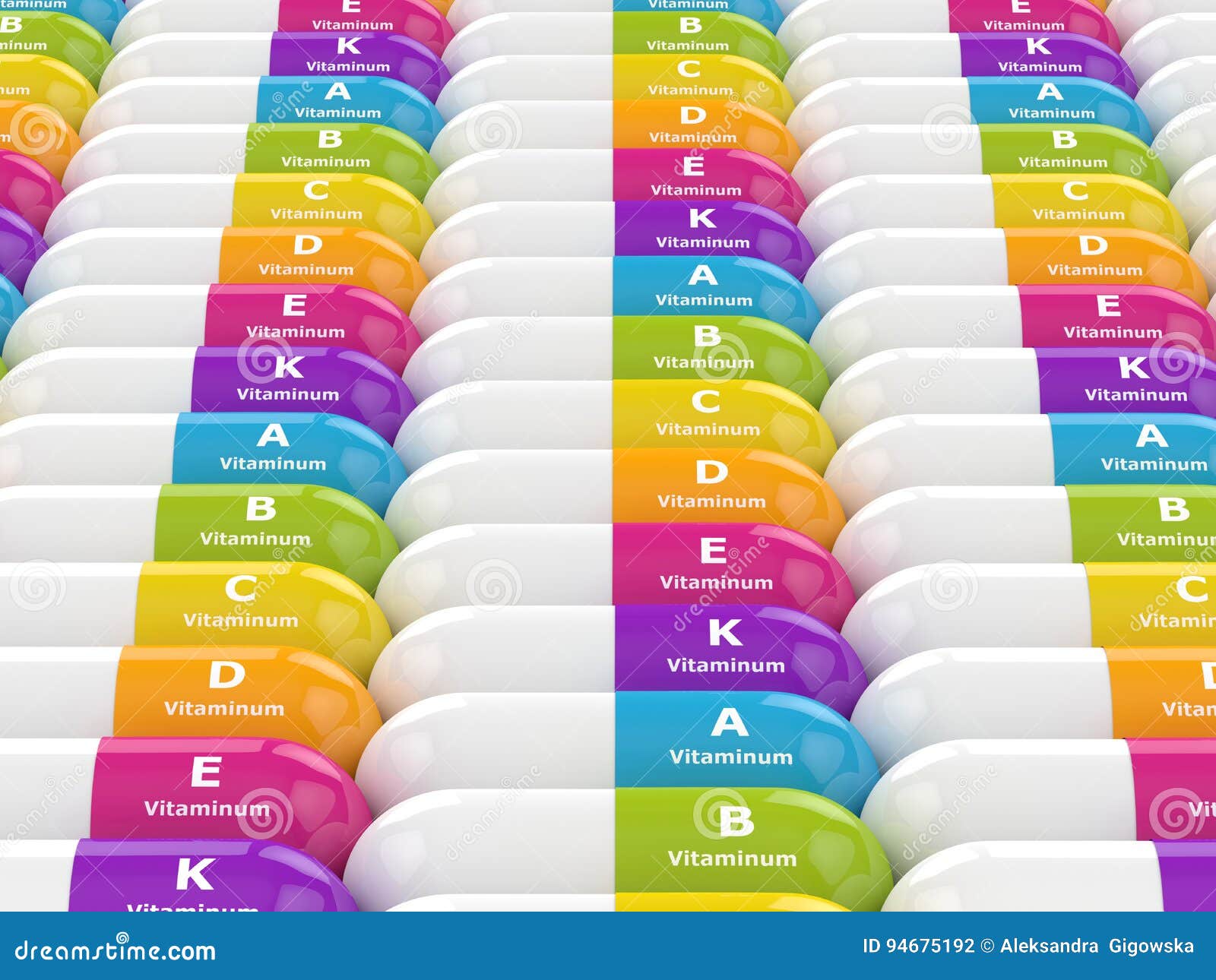 3d Rendering of Vitamin Pills in Row Stock Illustration - Illustration ...