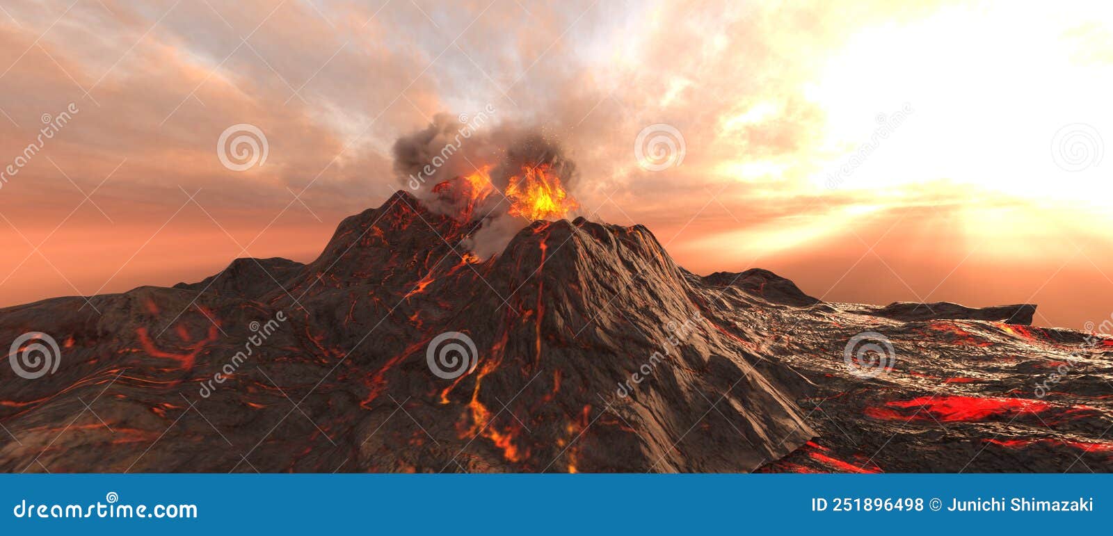 3D Rendering of the Volcano Stock Illustration - Illustration of ...