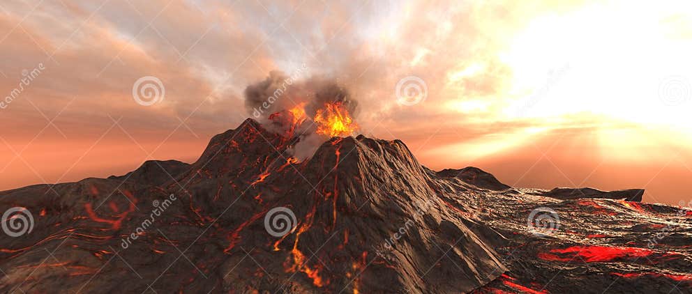 3D Rendering of the Volcano Stock Illustration - Illustration of ...