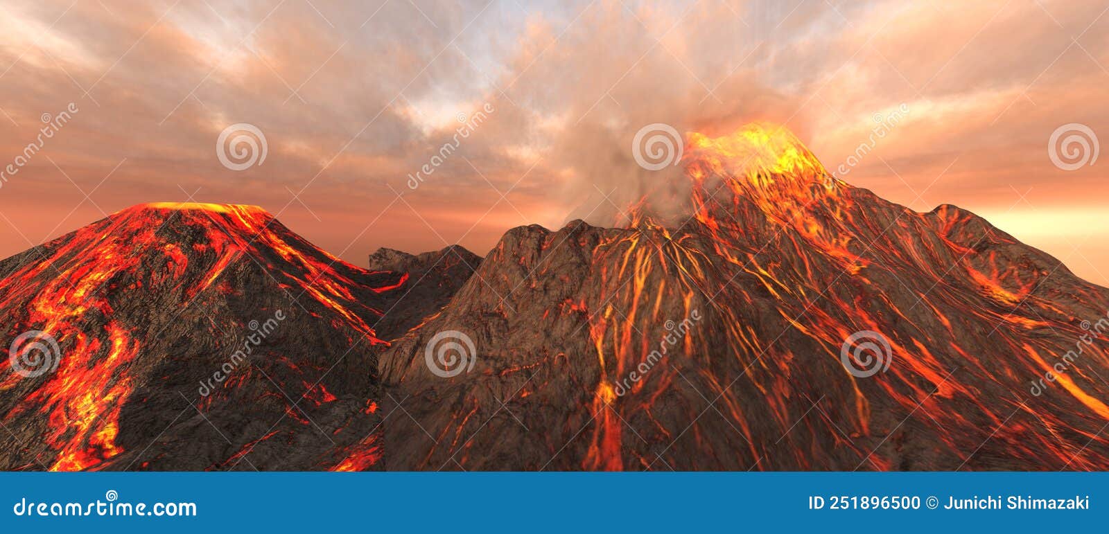 3D Rendering of the Volcano Stock Illustration - Illustration of ...