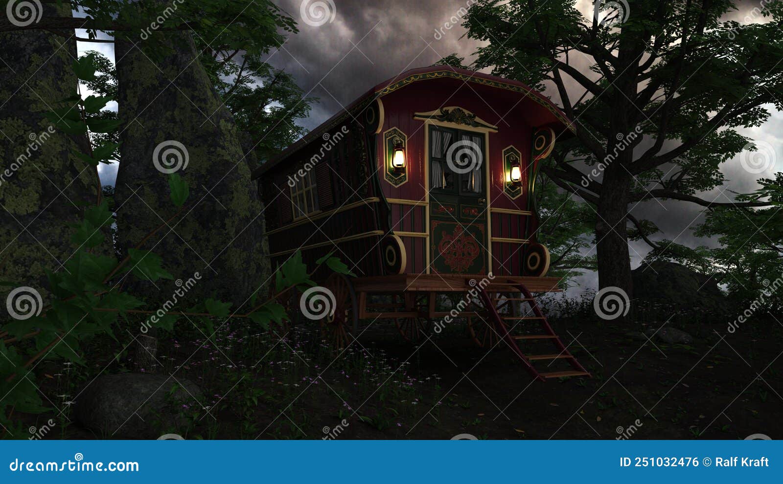 3D-illustration of a Old Fashioned Hitsoric Waggon Stock Illustration ...